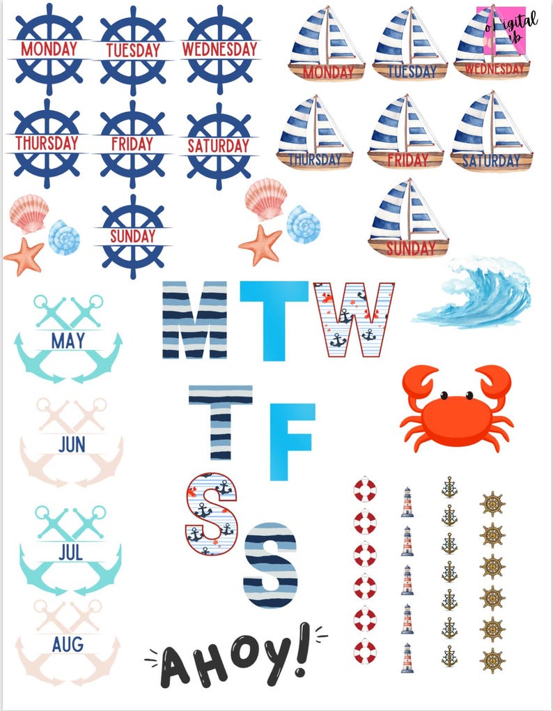 Anchors Away! This is a Full Sticker Pack Including All Pre-cropped ...