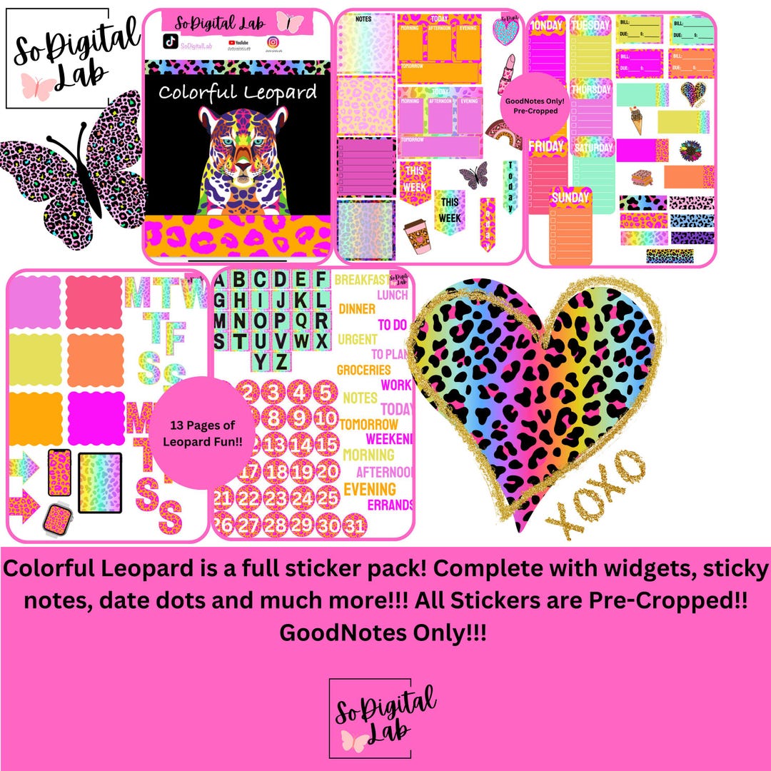 Colorful Leopard! Pre-cropped!!! Goodnotes Only!! 13 Pages!!! - Etsy