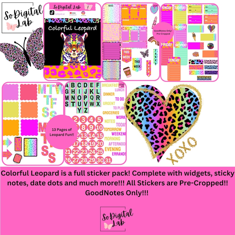 Colorful Leopard! Pre-cropped!!! Goodnotes Only!! 13 Pages!!! - Etsy