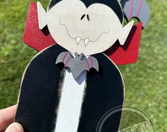 Dracula Shelf Sitter With Come in for a Bite Wood Block, Dracula Decor ...