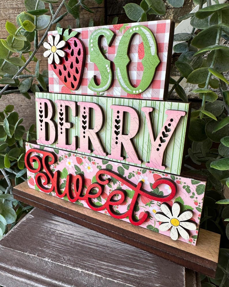 So Berry Sweet Stacked Words | Shelf Sitter | Home | Strawberry ...