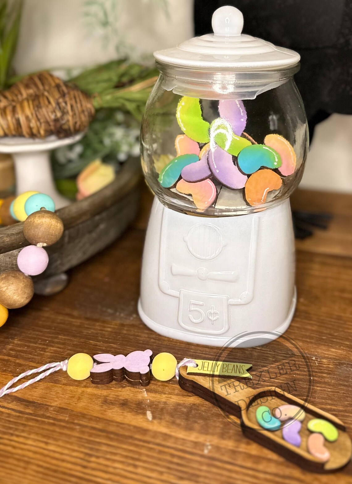 Decorative Jelly Bean Gumball Machine for Tiered Tray and Scoop ...