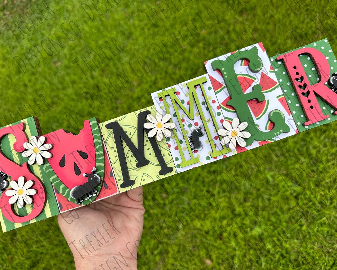 SUMMER Chunky Wooden Sign | Shelf Sitter | Summer Mantel Decor - Etsy