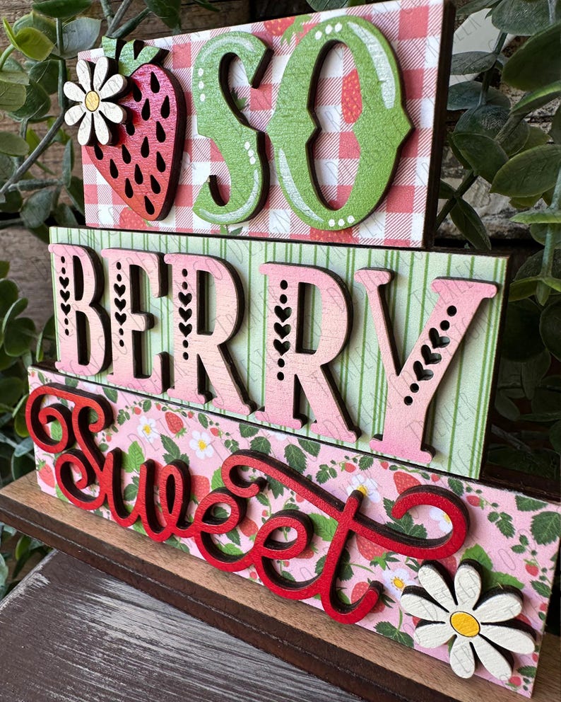 So Berry Sweet Stacked Words | Shelf Sitter | Home | Strawberry ...