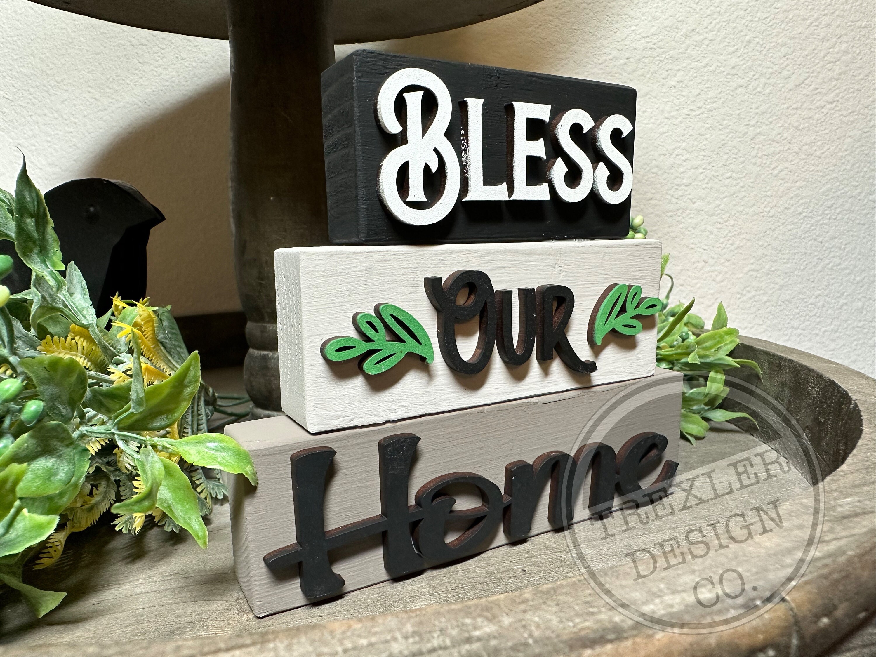 Bless Our Home Stacked Words Shelf Sitter Home Heart Farmhouse Decor - Etsy