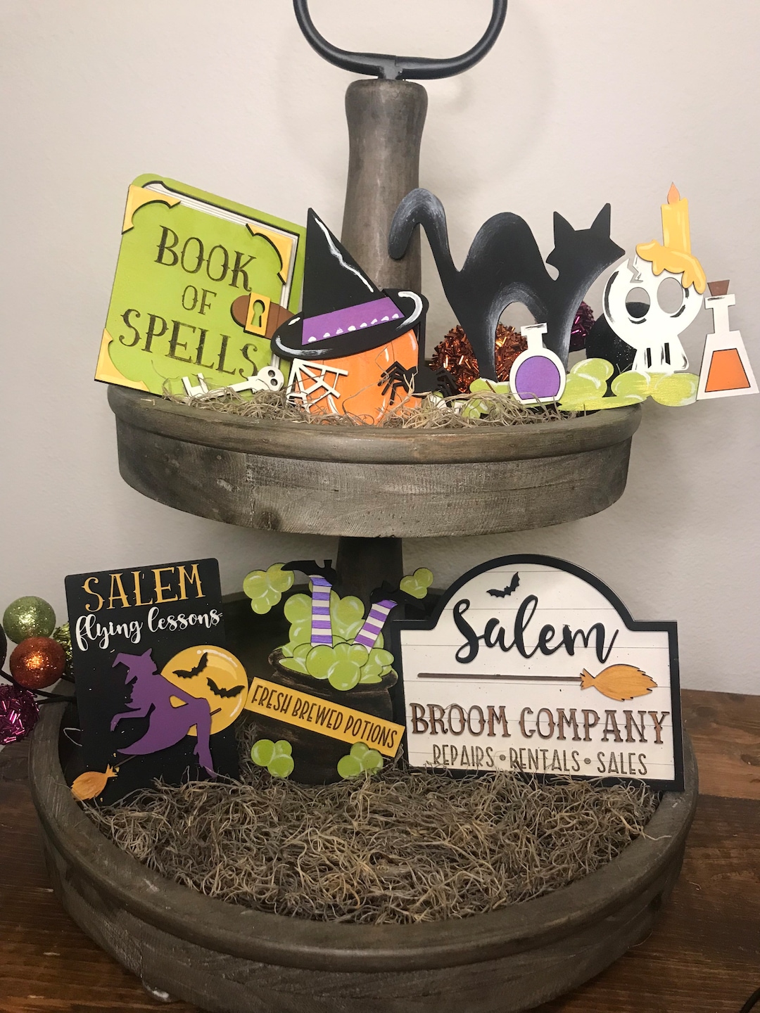 Spooky Brew Halloween Tiered Tray Set Book of Spells Salem - Etsy