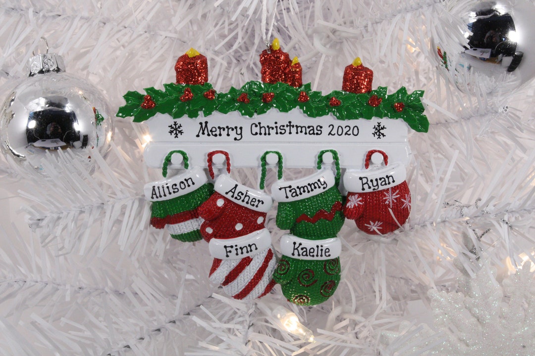 Family of 6 Mittens Personalized Christmas Ornament - Etsy