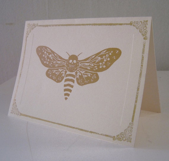 Items similar to Gold Moth Card on Etsy