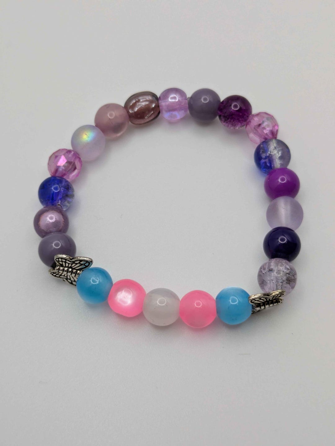 Pastel Trans Pride Stretchy Bracelet | Butterfly Spacer Beads - Etsy