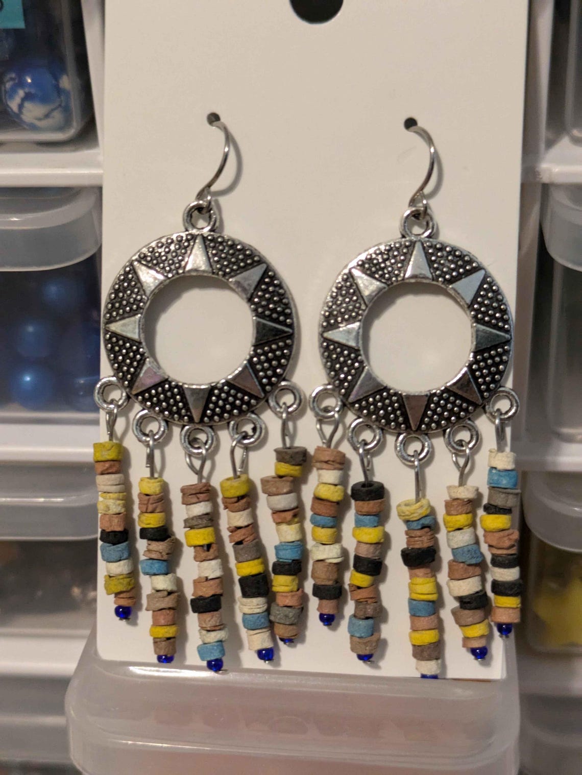 Modern-made Faience/ Egyptian Clay Mummy Bead Dangle Earrings - Etsy