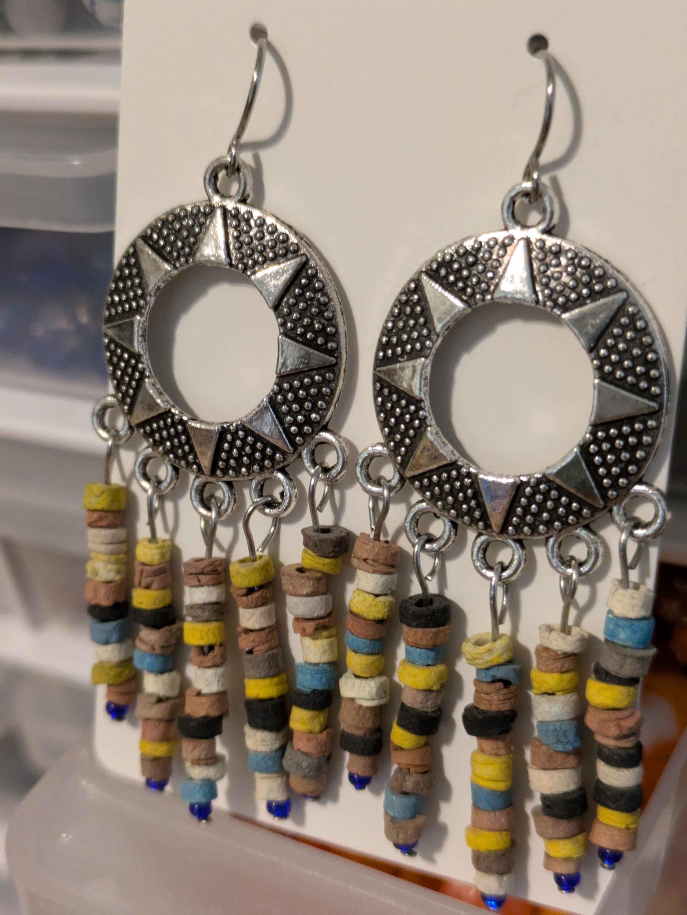 Modern-made Faience/ Egyptian Clay Mummy Bead Dangle Earrings ...