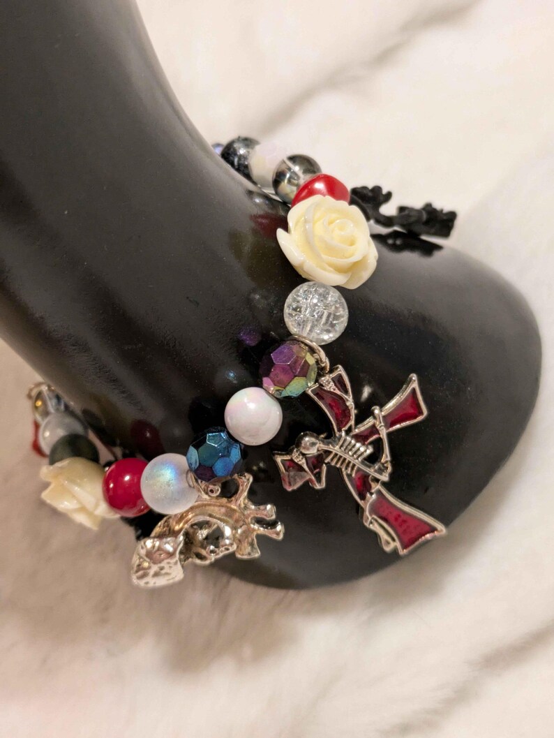 Gothic Charm Bracelet | Stretchy Goth Halloween Jewelry - Etsy