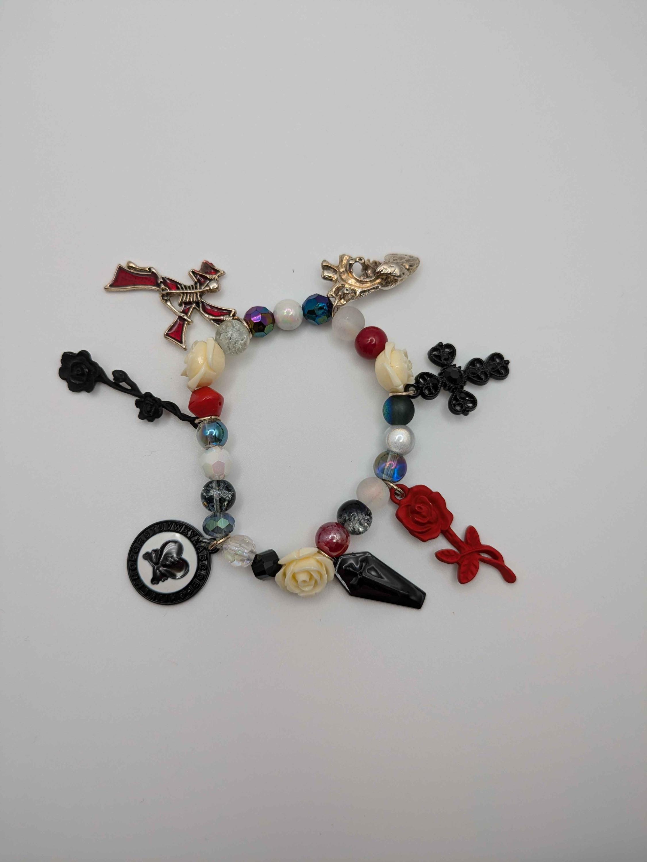 Gothic Charm Bracelet | Stretchy Goth Halloween Jewelry - Etsy