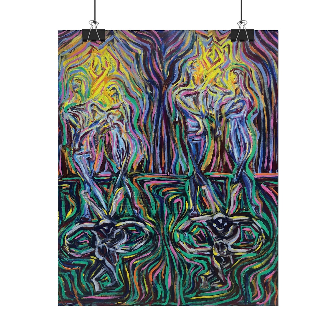Shabbat Candle Dance Art – Jewish Spiritual Abstract Painting ...