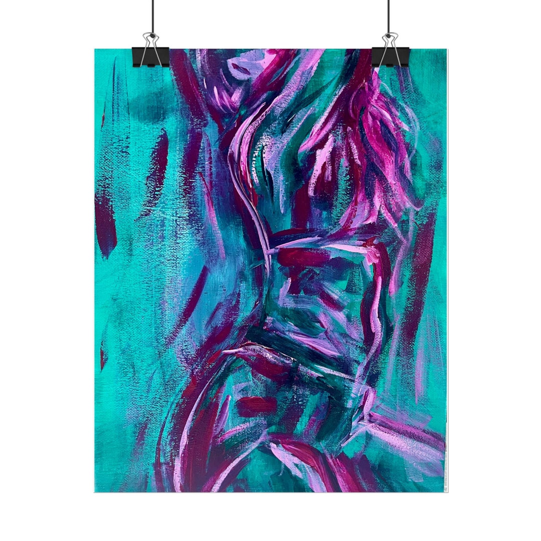 Green and Pink Abstract Dance Art Print by Sara Brooke Contemporary ...