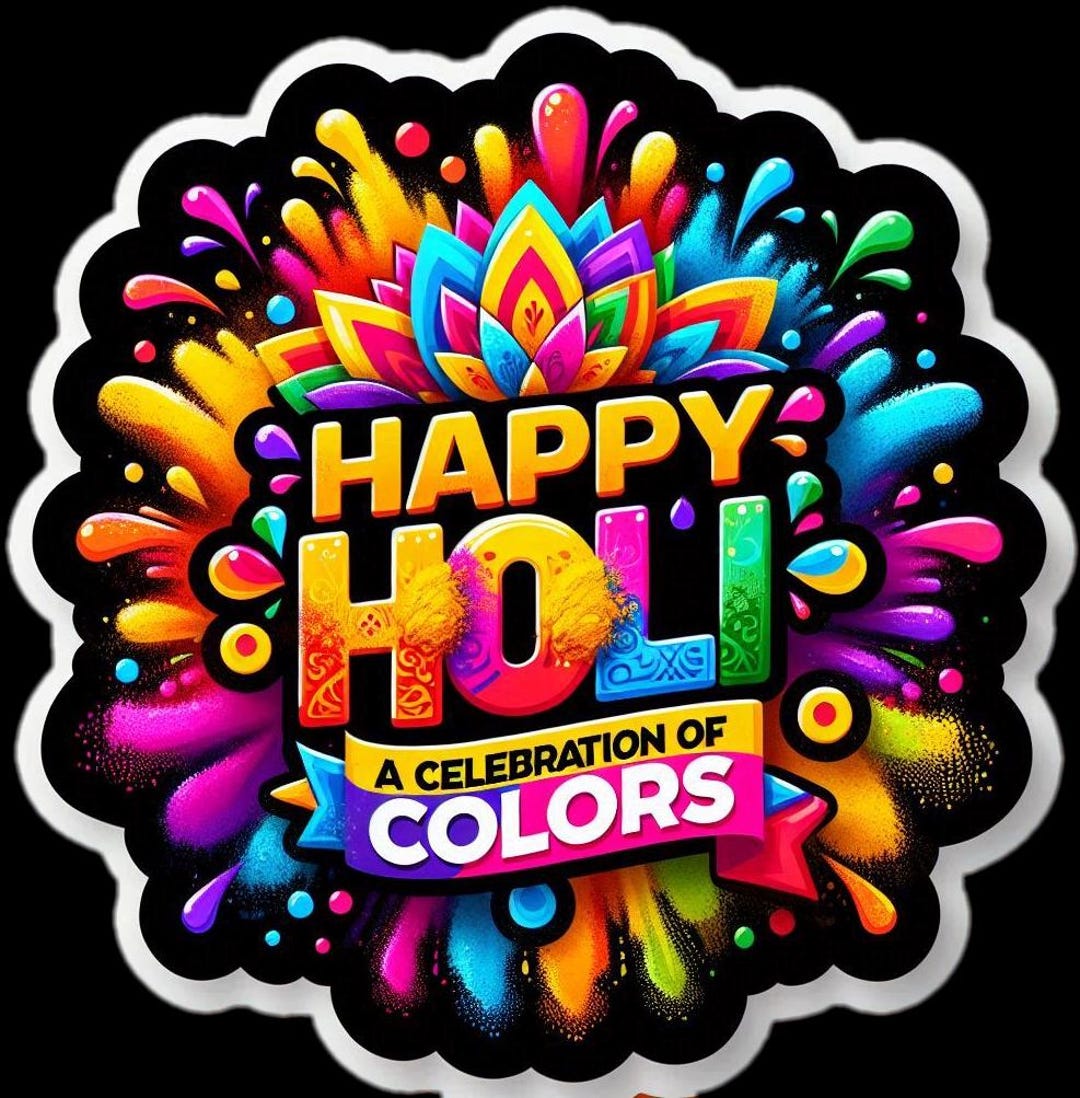 12 Holi Stickers,glossy&colorful Stickers,holi Activities/coloring ...