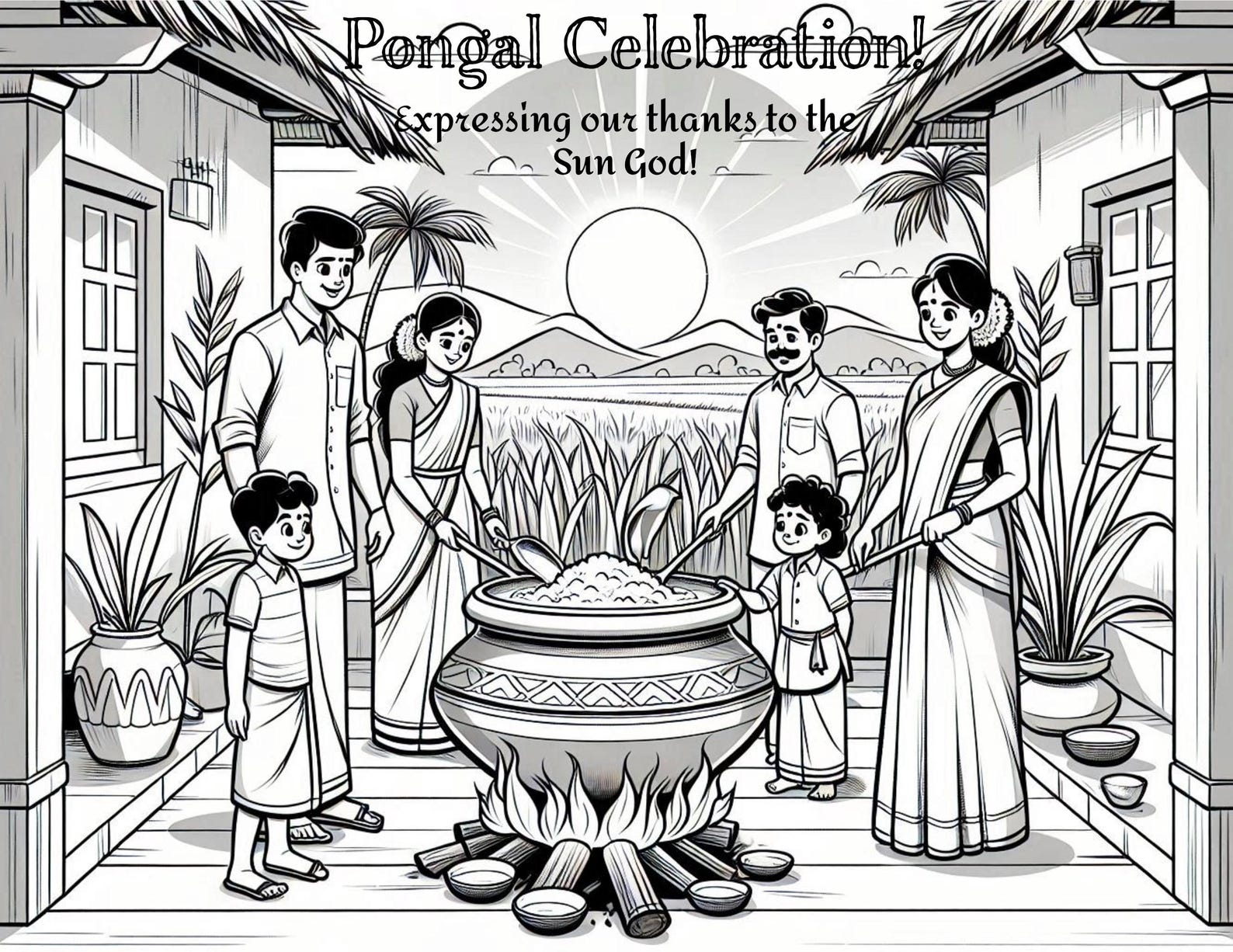 10 Happy Pongal Coloring Pages, Pongal Activities,harvest Festival ...