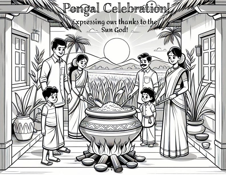 10 Happy Pongal Coloring Pages, Pongal Activities,harvest Festival ...