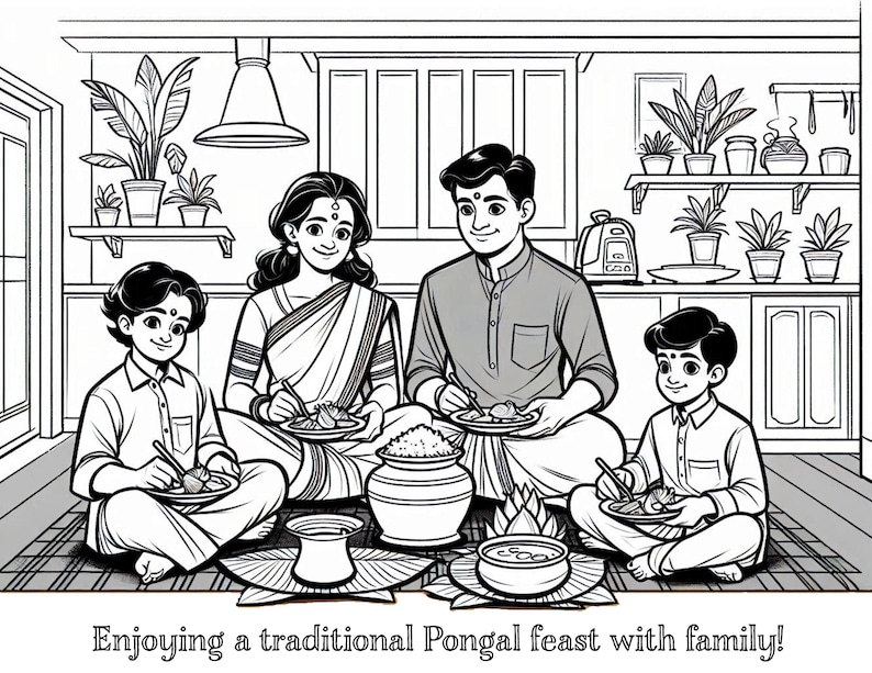 10 Happy Pongal Coloring Pages in Tamil, Pongal Activities,harvest ...
