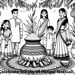 10 Happy Pongal Coloring Pages in Tamil, Pongal Activities,harvest ...