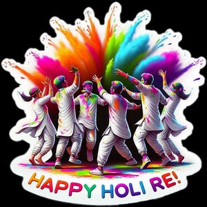 12 Happy Holi Glossy & Colorful Stickers,holi Activities/coloring ...