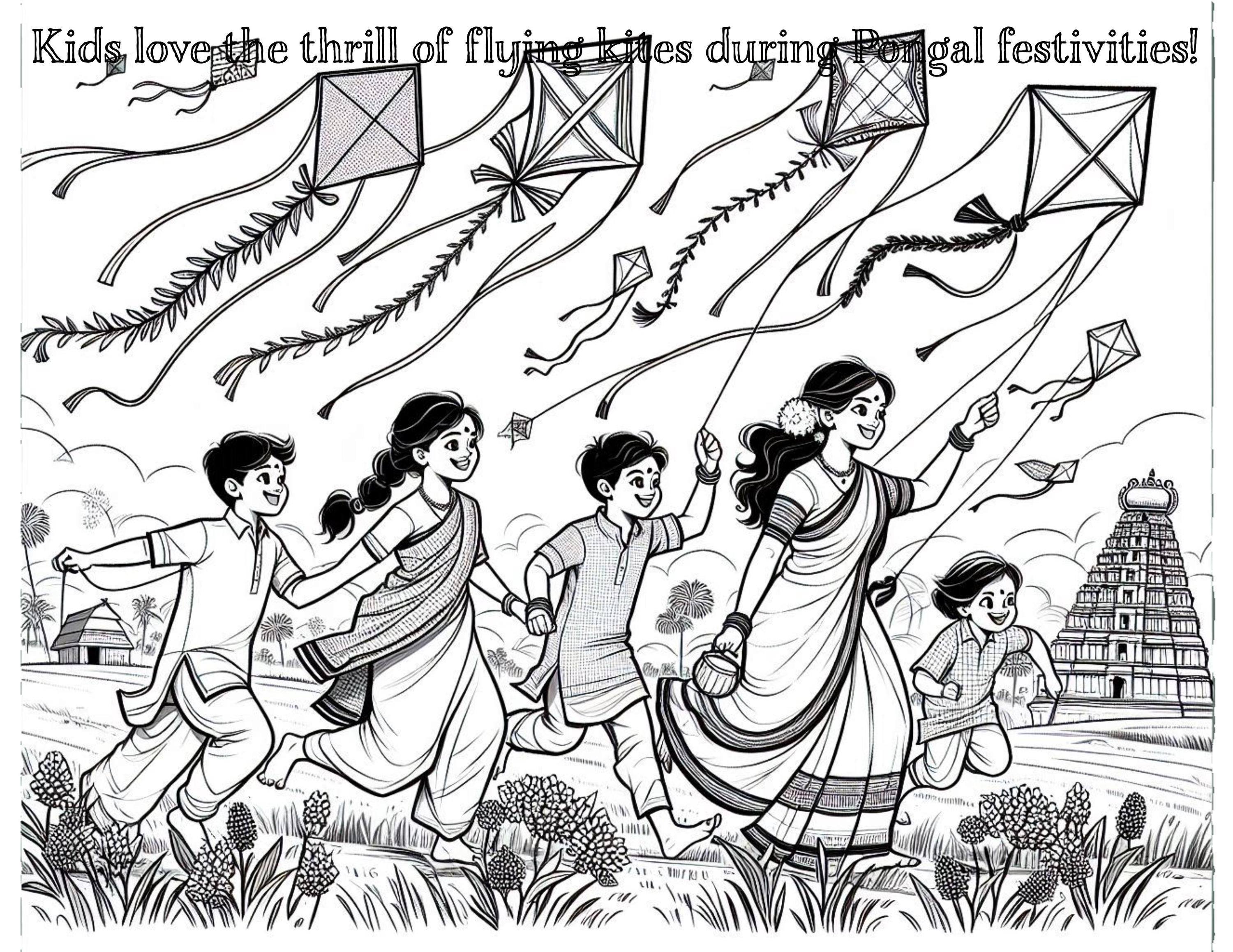 10 Happy Pongal Coloring Pages in Tamil, Pongal Activities,harvest ...
