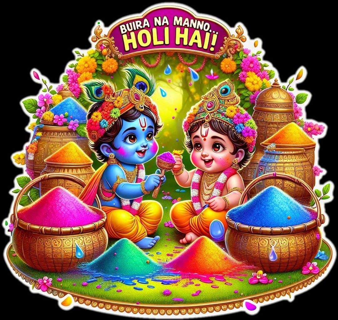 12 Holi Stickers Kids Special, Glossy&colorful Stickers,holi Activities ...