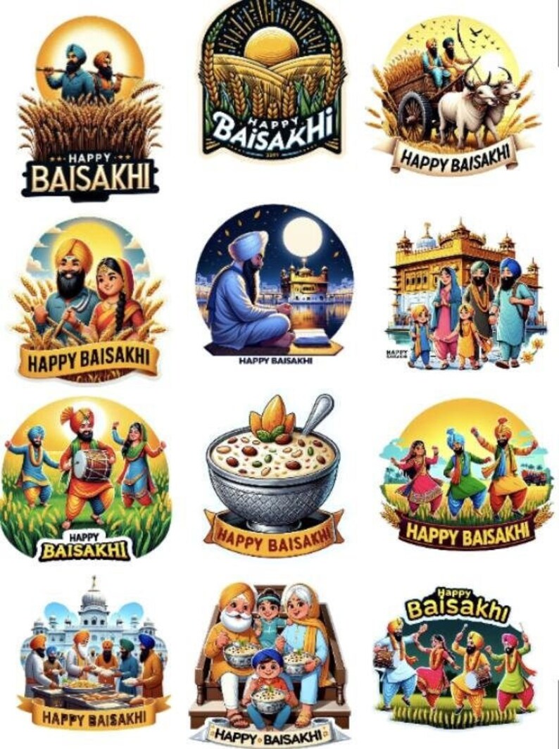12 Baisakhi Stickers, Baisakhi Activities/coloring /cards/ Crafts/gifts ...