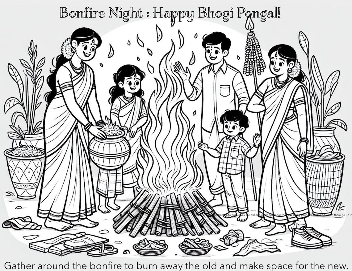 10 Happy Pongal Coloring Pages in Tamil, Pongal Activities,harvest ...