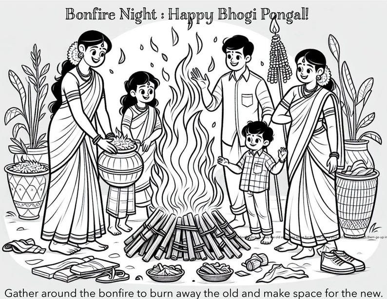 10 Happy Pongal Coloring Pages, Pongal Activities,harvest Festival ...