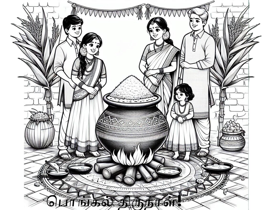 10 Tamil Pongal Coloring Pages( DOWNLOAD): Indian Harvest Festival ...
