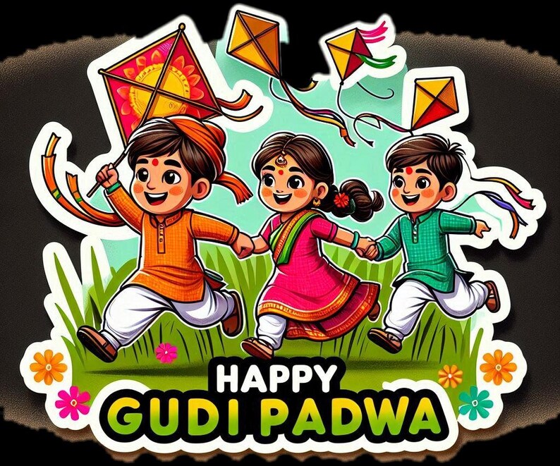 12 Gudi Padwa Stickers,gudi Padwa Kids Activities/coloring /cards ...