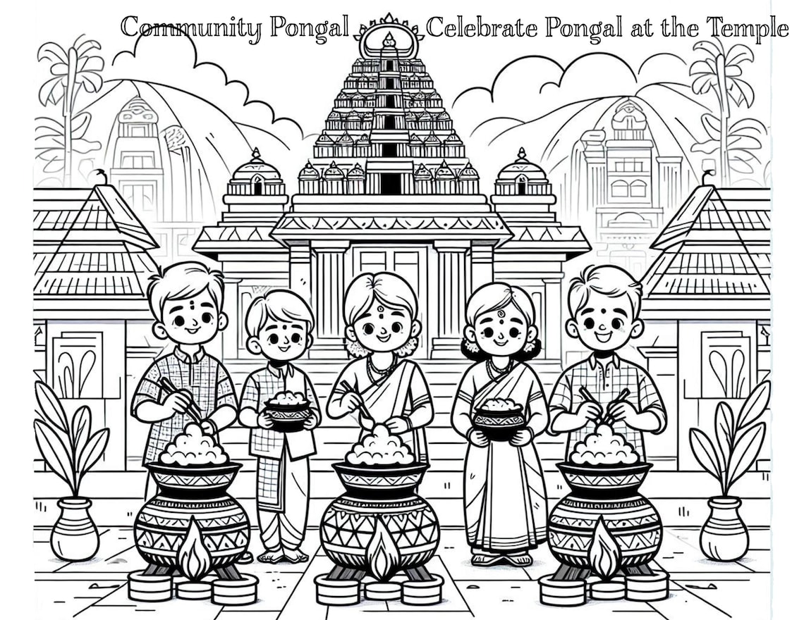 10 Happy Pongal Coloring Pages in Tamil, Pongal Activities,harvest ...