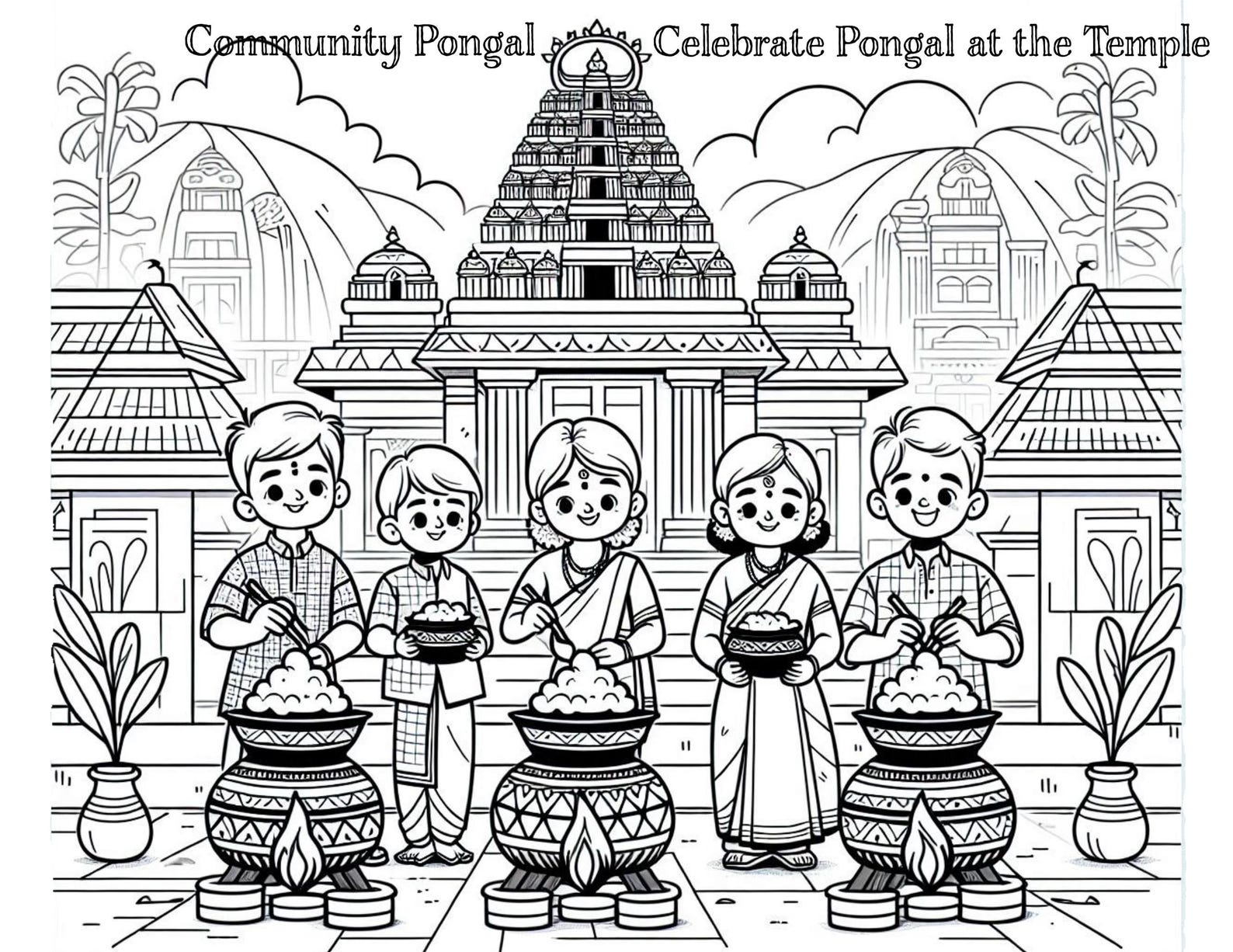 10 Happy Pongal Coloring Pages in Tamil, Pongal Activities,harvest ...