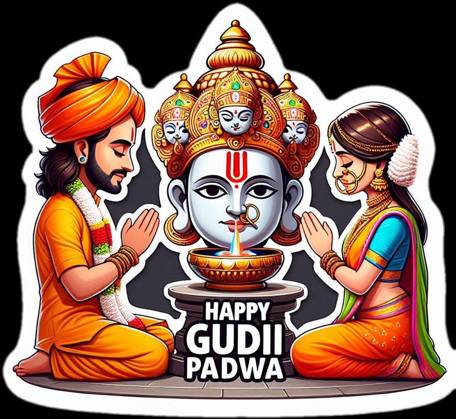 12 Gudi Padwa Stickers,gudi Padwa Kids Activities/coloring /cards ...