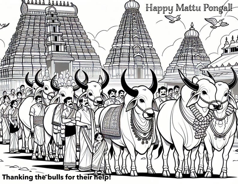 10 Happy Pongal Coloring Pages in Tamil, Pongal Activities,harvest ...