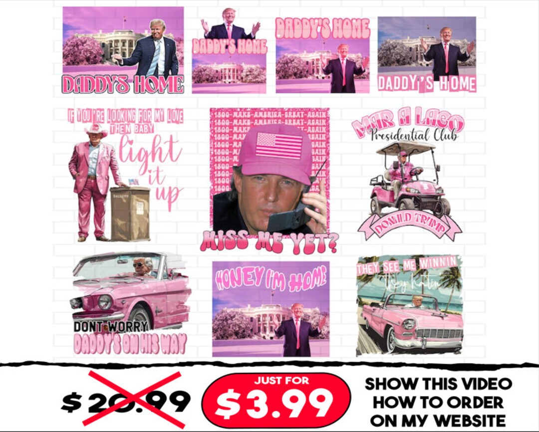 10 Bundle Pink Trump 2024 Png, Funny Trump Biden American Png,the ...