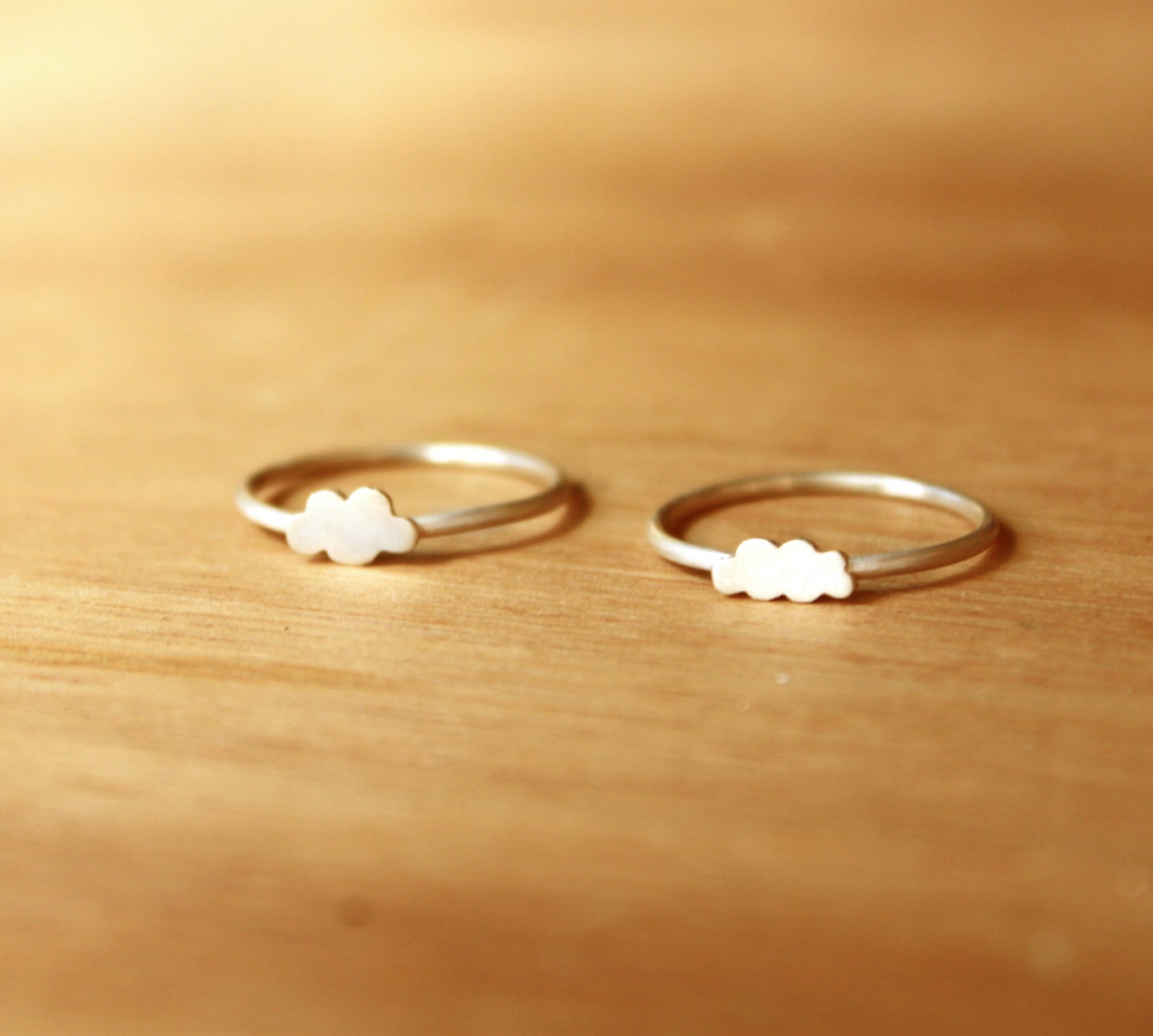 Two Cloud Rings Stacking Rings Sterling Silver Set of 2 | Etsy