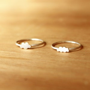Two Cloud Rings Stacking Rings Sterling Silver Set of 2 : Cumulus and Stratus Clouds Nature ...