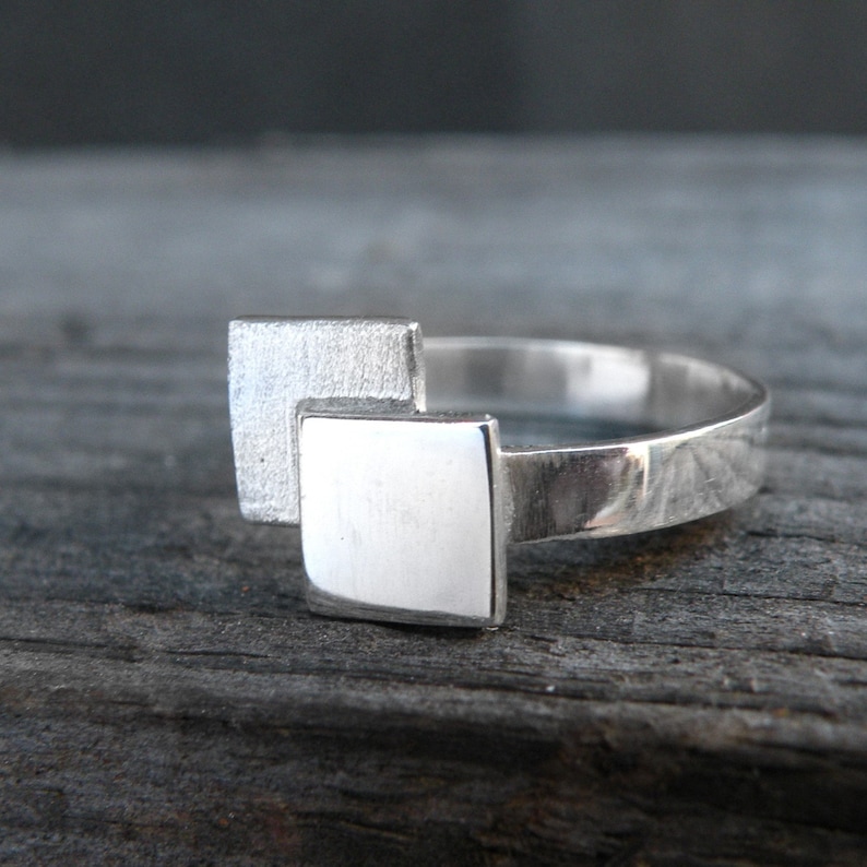 Double Square Ring-sterling Silver - Etsy