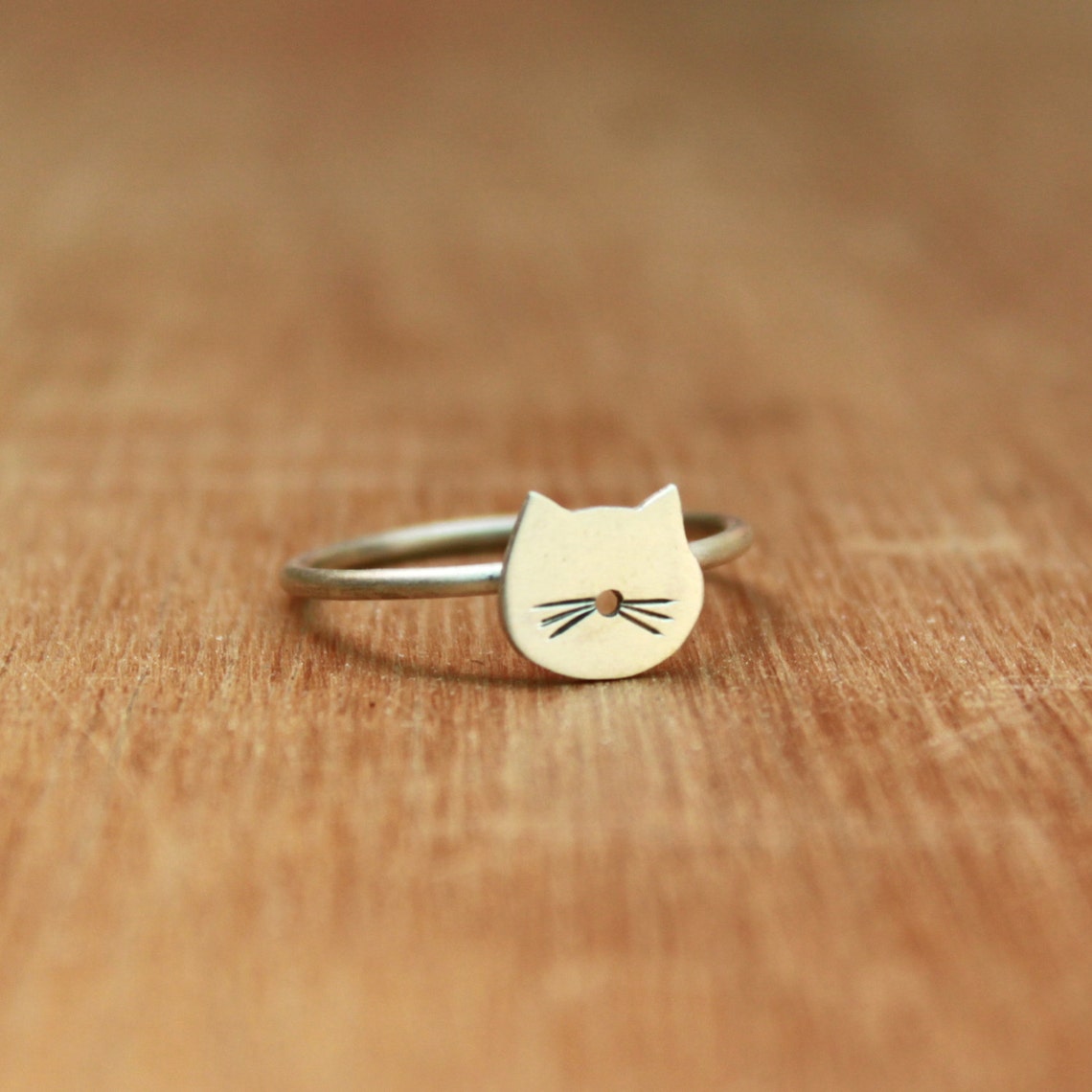 Tiny Cat Ring sterling Silver Cat Lover Gift - Etsy