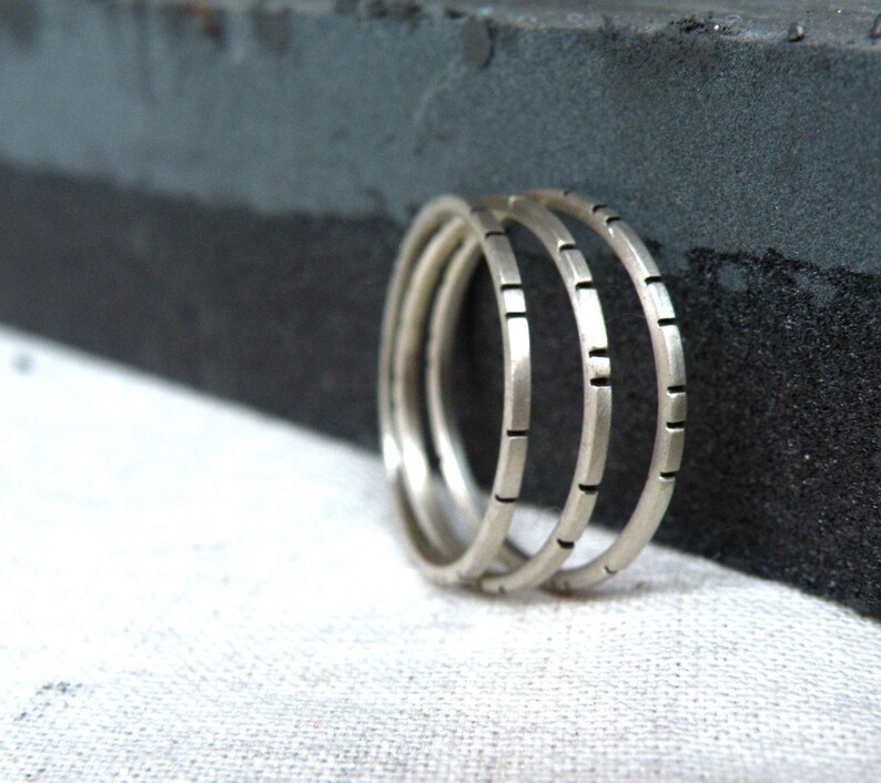Three Bricks Stackable Set of Rings-sterling Silver - Etsy