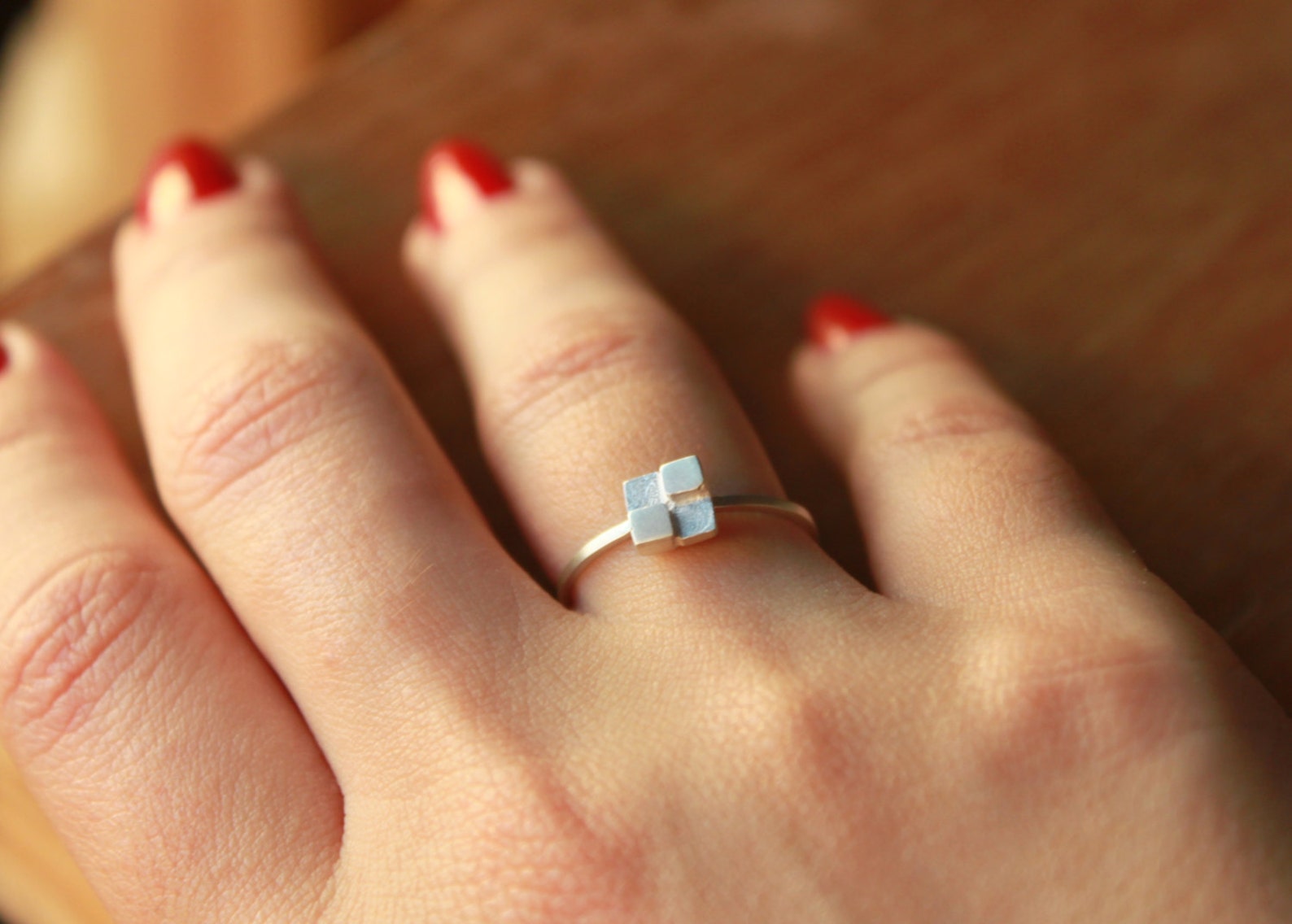 Block Ring Stacking Ring Sterling Silver - Etsy