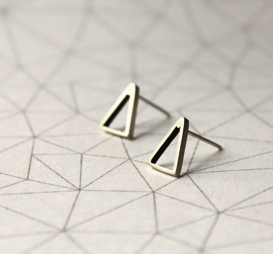 Small Triangles Stud Earrings - Sterling Silver - Etsy