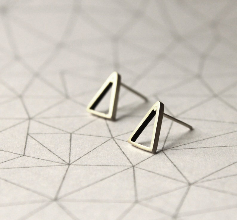 Small Triangles Stud Earrings - Sterling Silver - Etsy