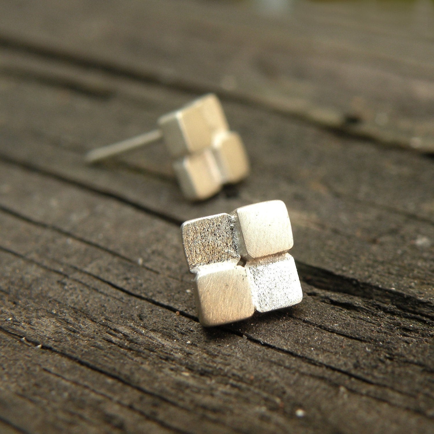 Block Earrings-sterling Silver - Etsy