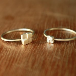 Sterling Silver Block Rings - Modern Stacking Set of 2 - Stackable ...
