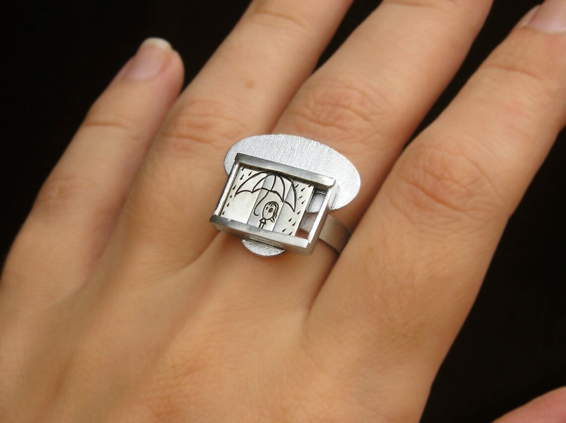 It is Raining- Slider Ring-sterling Silver - Etsy