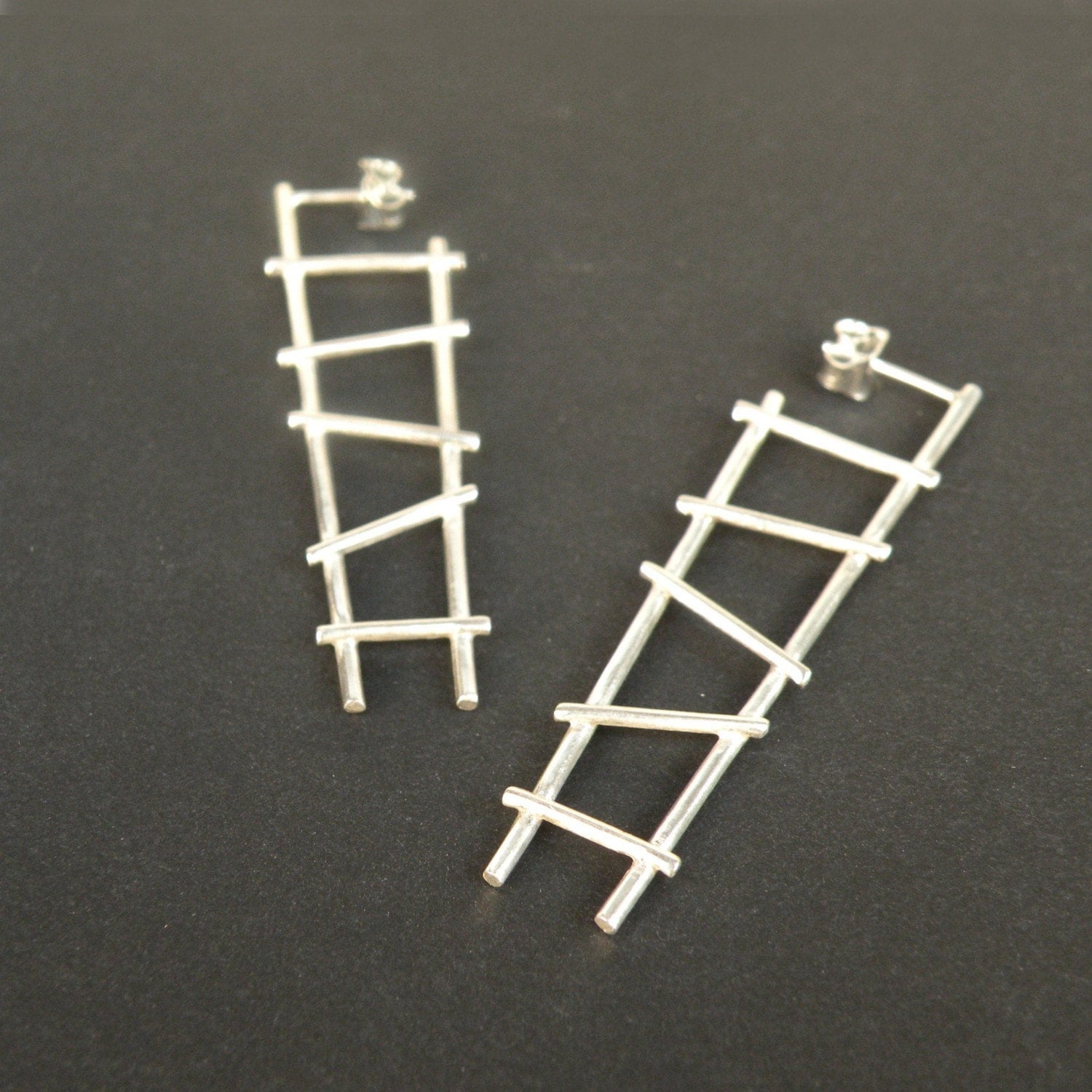 Ladder Earrings-sterling Silver - Etsy