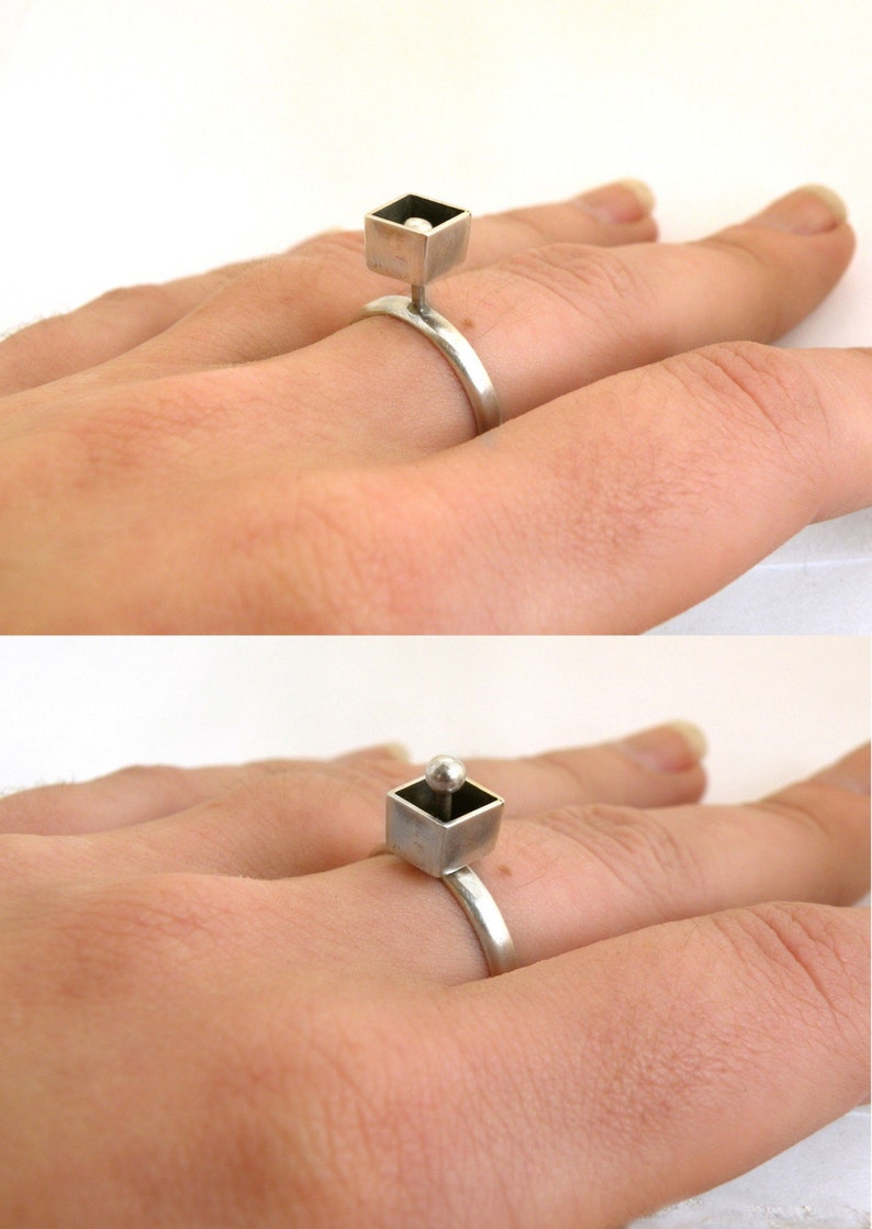 Cube Ring Sterling Silver - Etsy